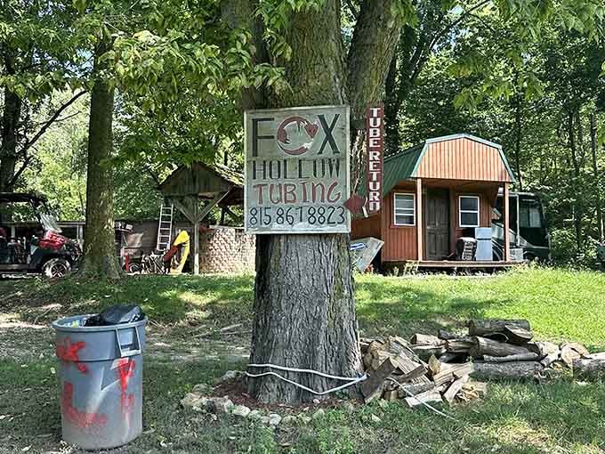 A hand-painted sign nailed to a tree says everything you need to know about this wonderfully no-frills operation.