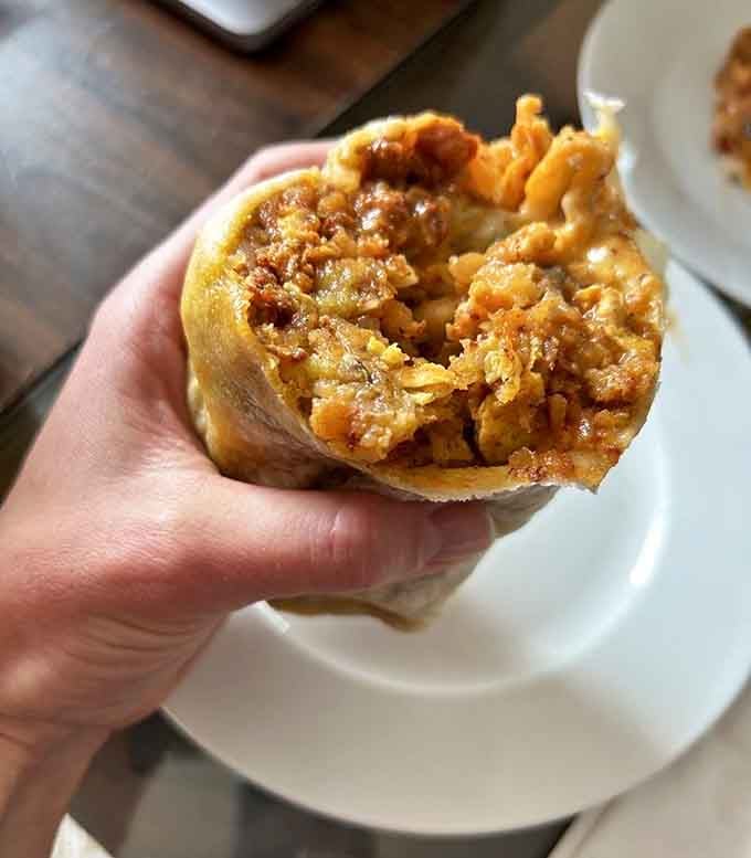 Cross-section goals achieved, this chorizo burrito is packed so honestly and generously that it practically introduces itself.