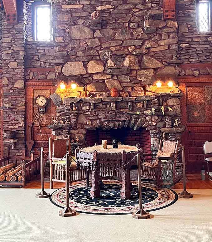 That fireplace isn't just a fireplace. It's a statement, a centerpiece, and honestly, a life goal all at once.