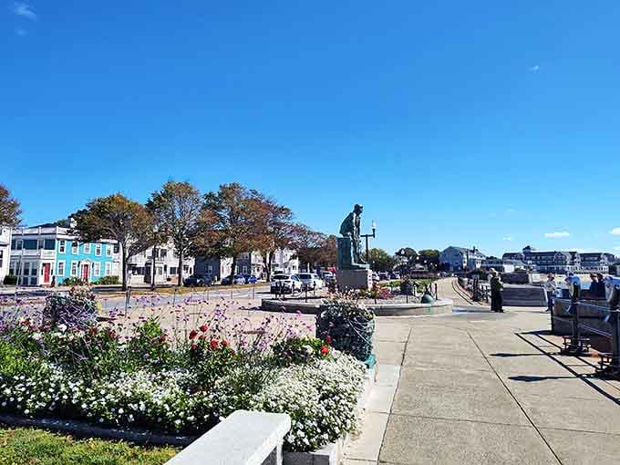 Those granite plaques along the waterfront walkway carry names that deserve to be read slowly and remembered.