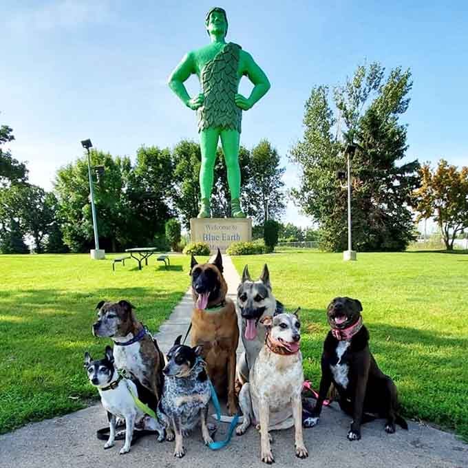 Seven dogs, one giant, zero regrets. Blue Earth's most photogenic landmark just became everybody's favorite off-leash destination.