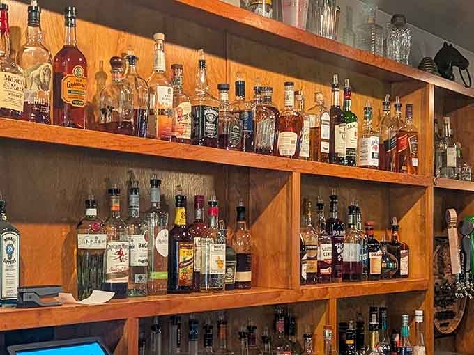 Shelves lined with serious bottles, from Maker's Mark to single malts. This bar means business, and it's very good at it.