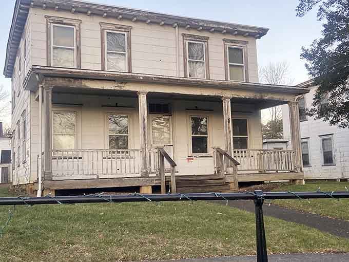 Weathered wood and peeling paint tell a story that no museum exhibit ever could. History has texture, and this is it.