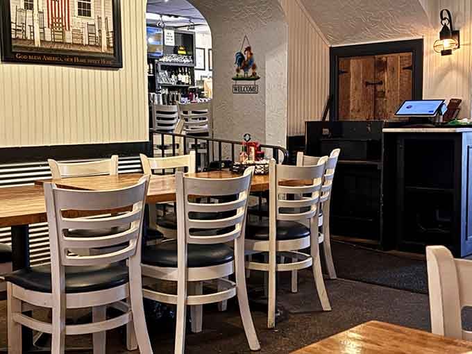 Clean lines and comfortable seating invite you to settle in and stay awhile, maybe through multiple courses.