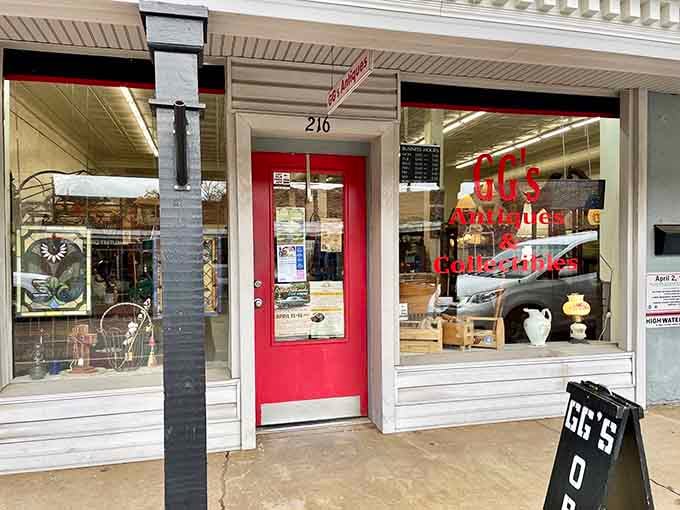 GG's Antiques and Collectibles, tucked behind a bright red door, is the kind of shop that turns browsers into buyers.