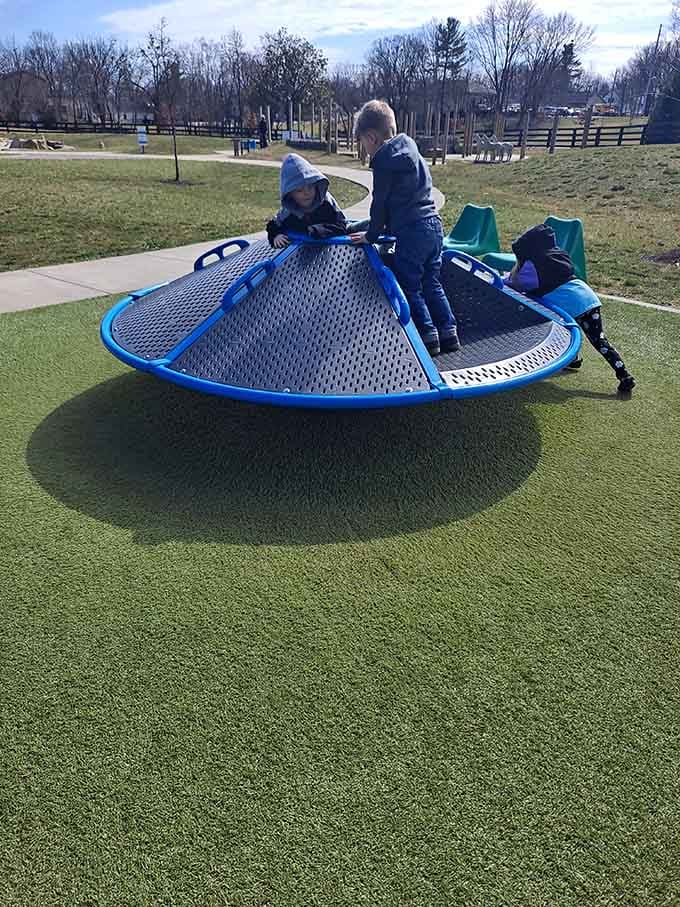 Spinning equipment that tests equilibrium and creates the kind of dizzy laughter that echoes across open fields.