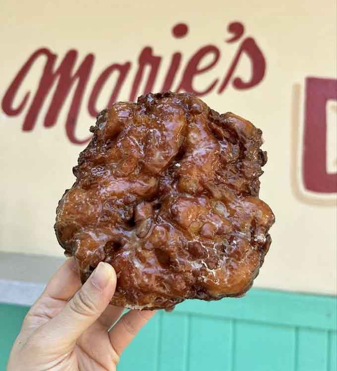 This apple fritter is so gloriously twisted and golden, it could win a beauty pageant for fried dough.