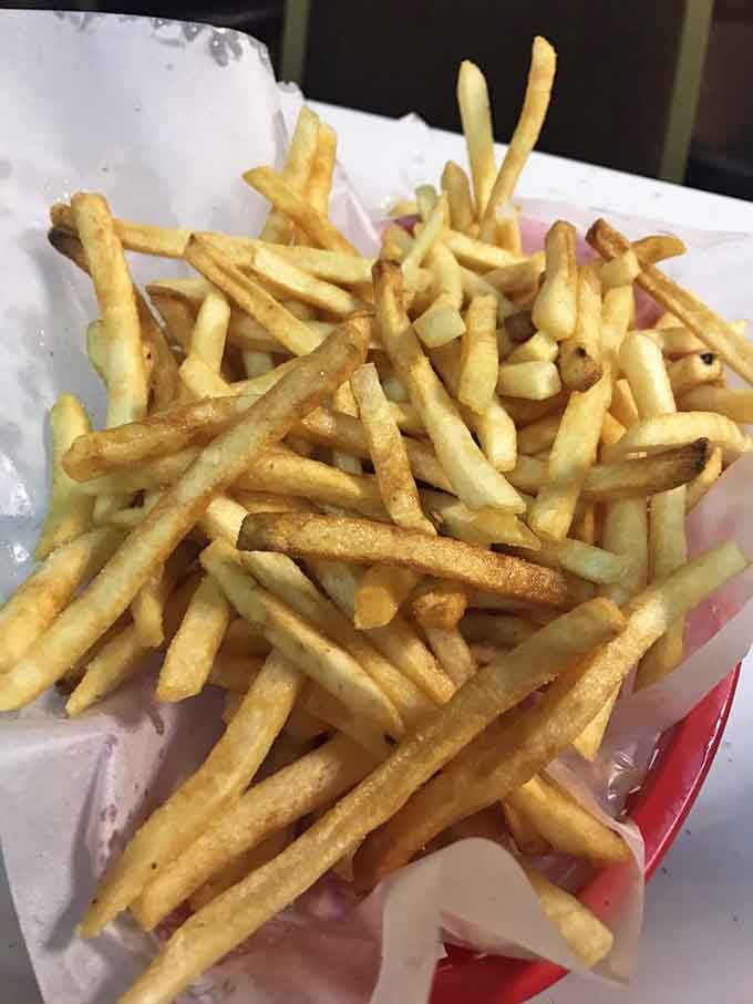 A generous basket of crispy, golden fries that look like the perfect sidekick to Minneapolis's most famous burger.