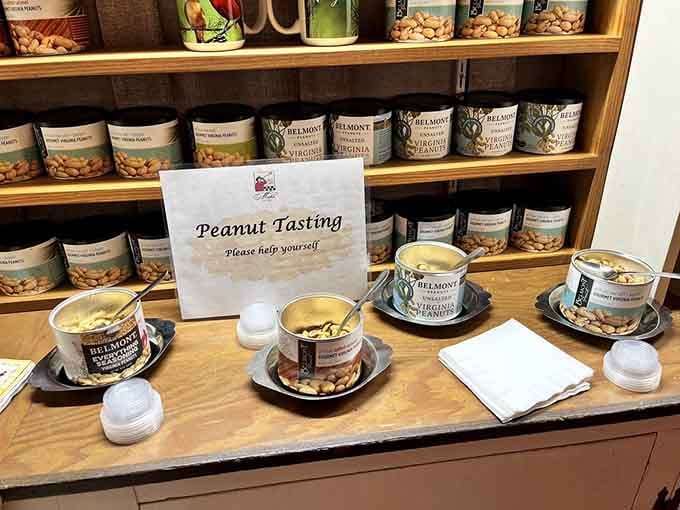 The peanut tasting station celebrates Virginia's agricultural heritage, one salty, crunchy sample at a time.