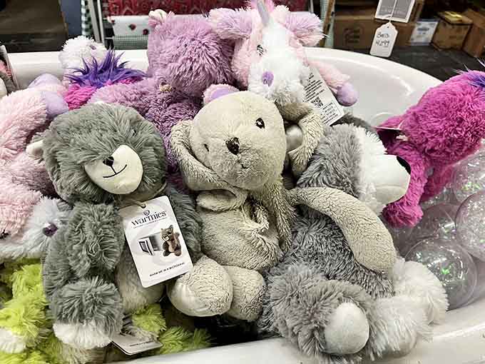Warmies plush toys piled up like a soft, huggable argument for slowing down and enjoying simple things again.