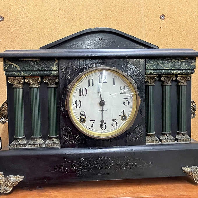 This stately mantel clock has outlasted trends, fashions, and probably several family arguments about what time dinner starts.