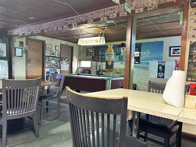 A pool table tucked in the back corner, because great food and a little friendly competition go hand in hand.