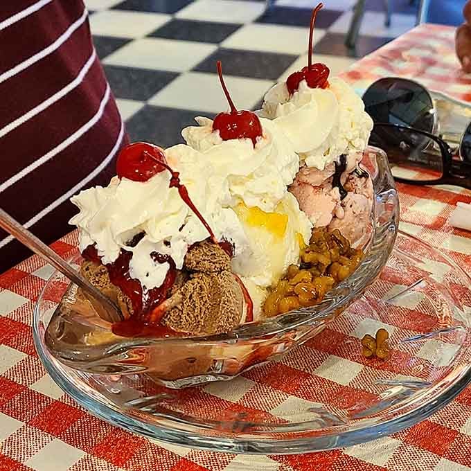 A banana split so loaded with whipped cream and cherries, it deserves its own theme song.