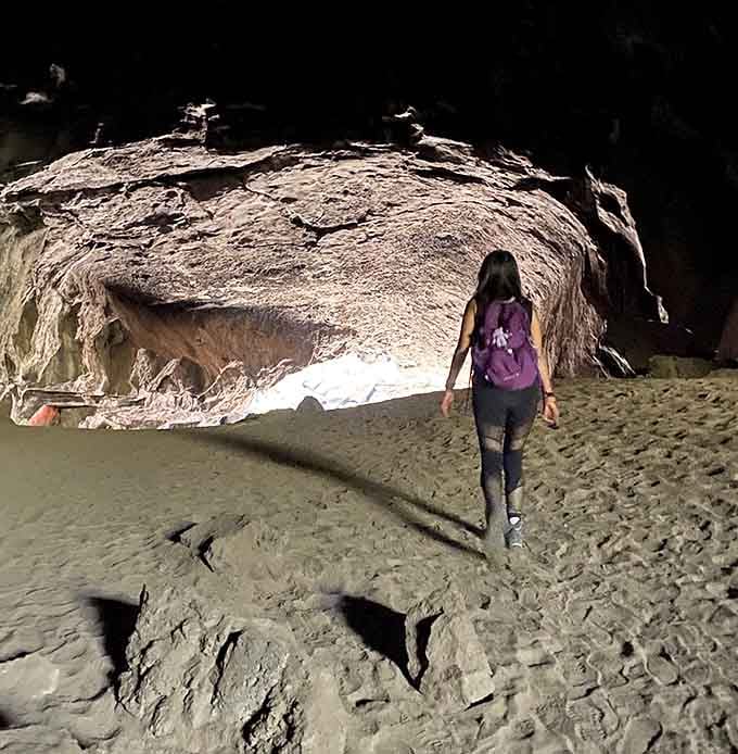 Walking into the darkness with just your headlamp makes you feel like a proper underground adventurer at last.