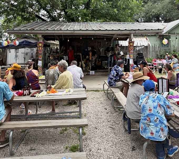 Live music, picnic tables, and good people soaking it all in. Riley's backyard knows how to throw a party.