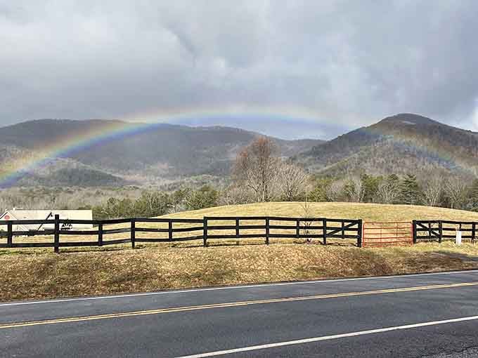 When Mother Nature decides to show off with a rainbow over pastoral Georgia perfection.