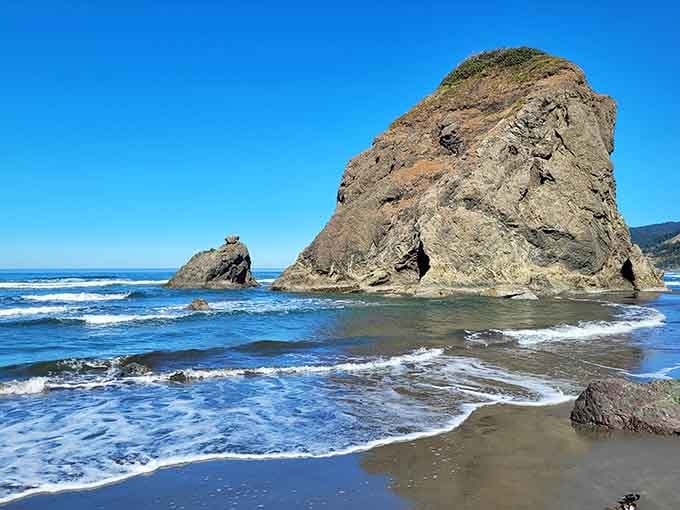 This sea stack has been standing here longer than civilization. It's not impressed by your schedule.