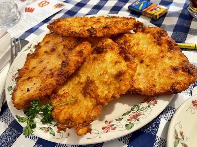 A glorious pile of golden potato pancakes, crispy-edged and deeply satisfying. Germany figured out potatoes long before anyone else did.