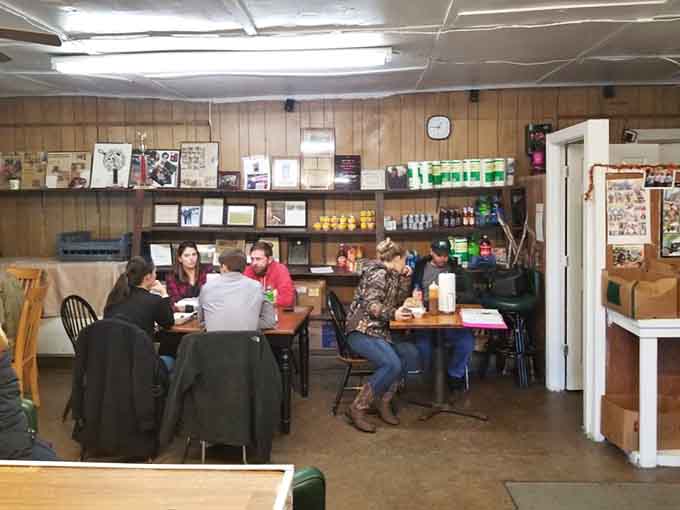Happy diners, warm wood walls, and the quiet hum of people too busy eating to check their phones.