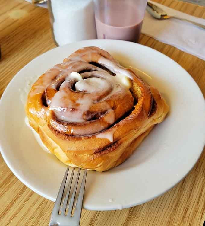 A cinnamon roll this magnificent could make even the grumpiest morning person crack a genuine smile.