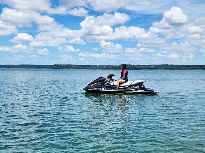 Jet skiing on Stillhouse Hollow Lake means having all this turquoise beauty practically to yourself.