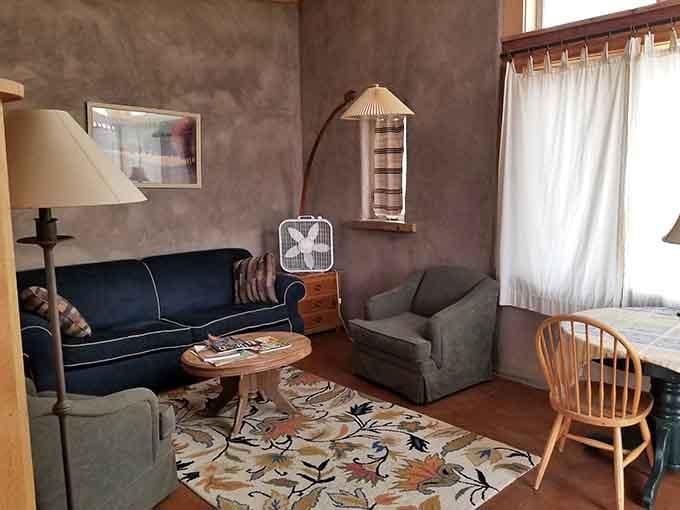 Cozy living spaces where comfort meets simplicity, and your phone signal takes a well-deserved vacation too.