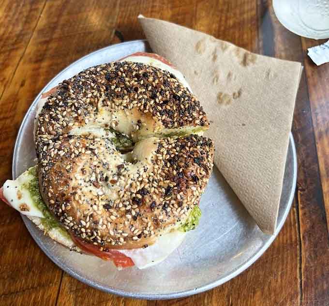Loaded and satisfying, this everything bagel sandwich is the kind of lunch that makes you cancel your afternoon plans.