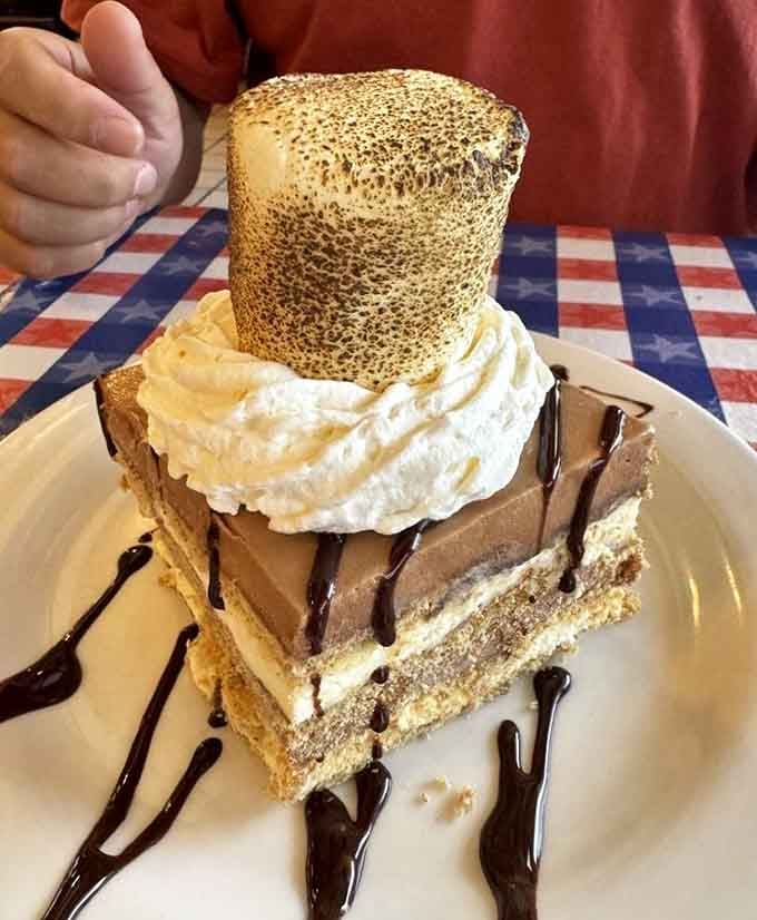 A toasted marshmallow sitting on top of chocolate silk pie is not dessert. That's a declaration of intent.