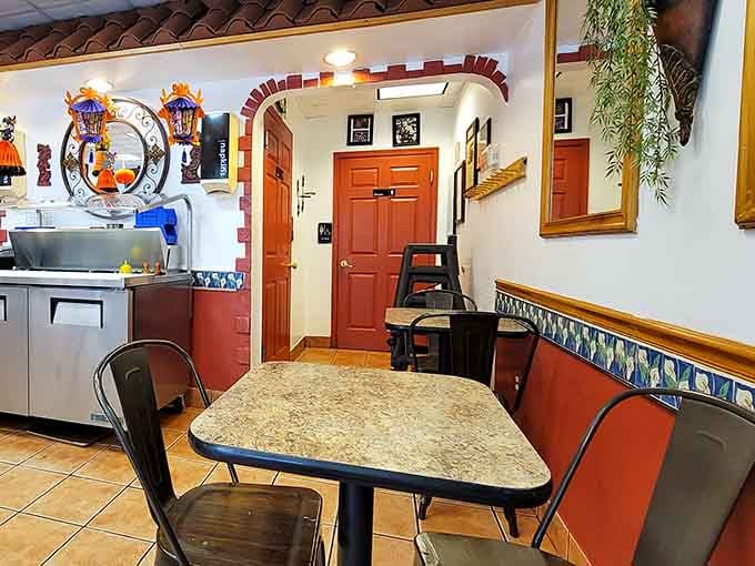 Colorful tile accents and comfortable seating create a space where good food meets genuine hospitality every day.