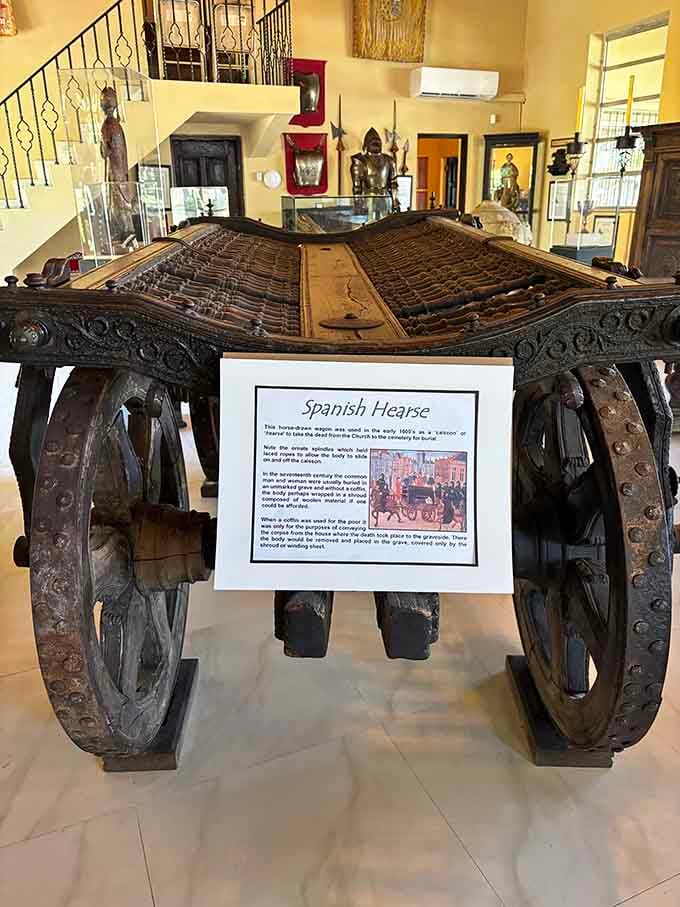 A 17th-century Spanish hearse sitting in Florida, because history has always had a flair for the unexpected.