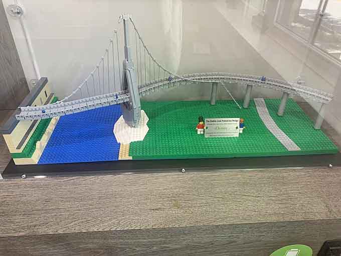 Someone built this entire bridge from LEGO bricks, proving obsession and creativity make wonderful bedfellows together.