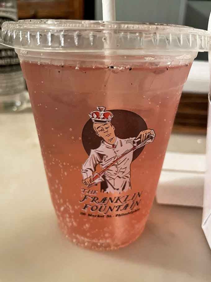 Fizzy, pink, and sparkling with tiny bubbles, this house soda looks like something a very cheerful scientist invented on a good day.