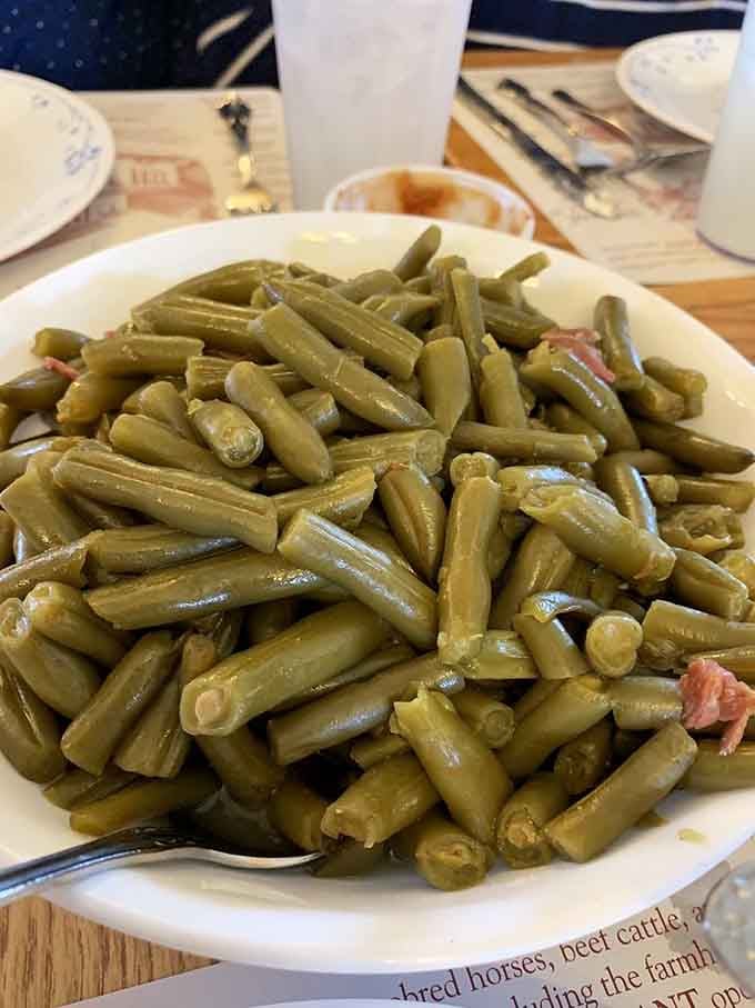 A mountain of slow-cooked green beans that proves simplicity, done right, beats fancy every single time.