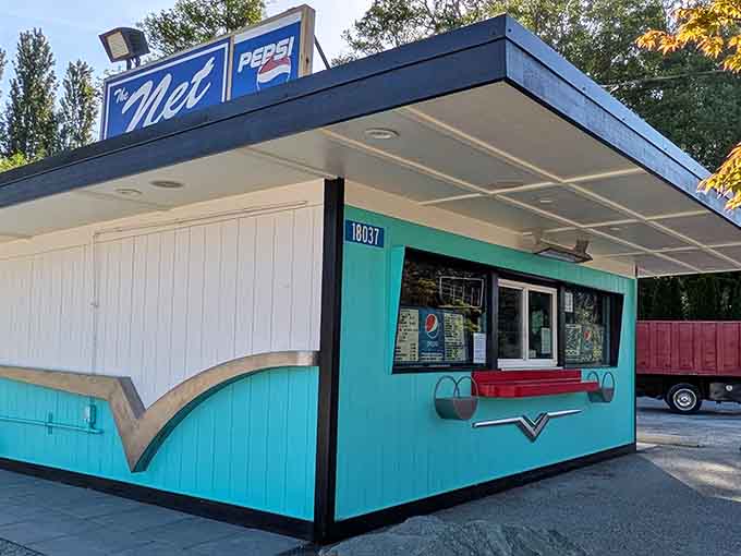 That retro turquoise exterior isn't just paint. It's a personality, a statement, and a very good reason to pull over.