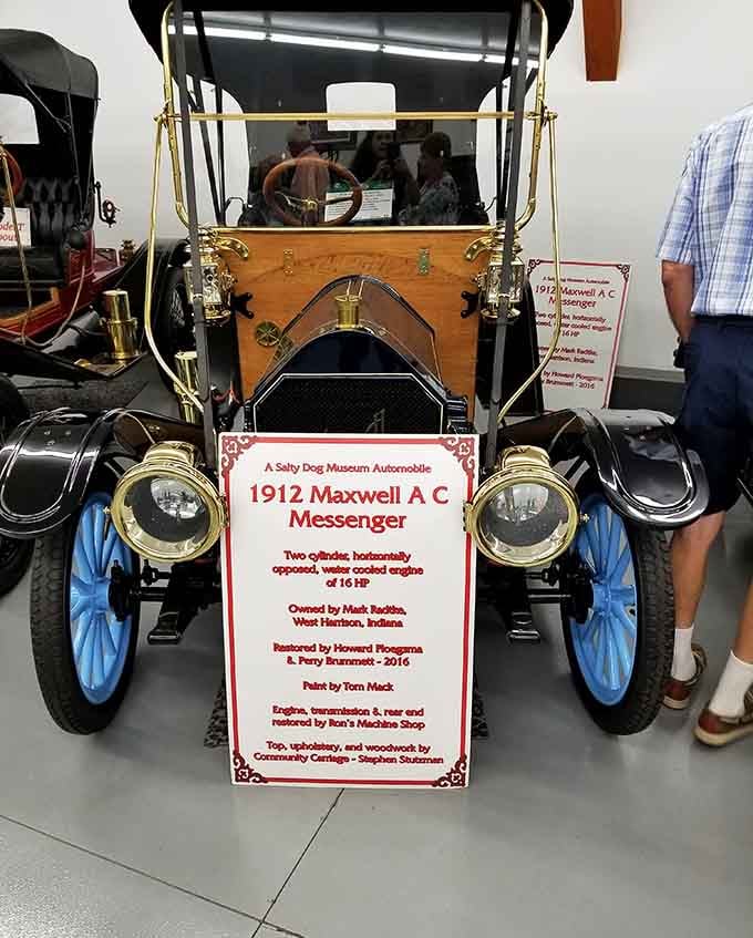 The 1912 Maxwell messenger car represents an era when automobiles were still considered miraculous modern inventions.