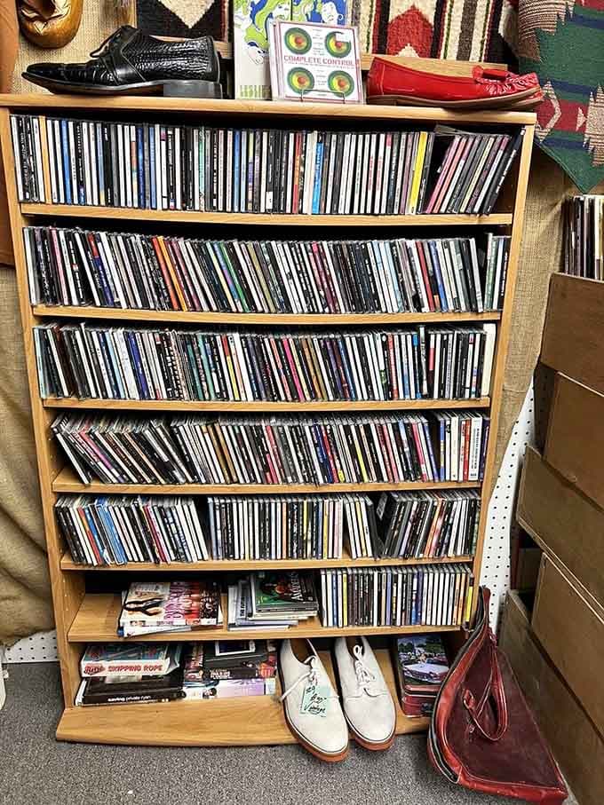 CDs organized alphabetically because some of us still remember when this was cutting-edge technology.