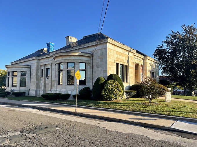 Torrington Library looking like it was built by someone who truly believed knowledge deserves a beautiful home.