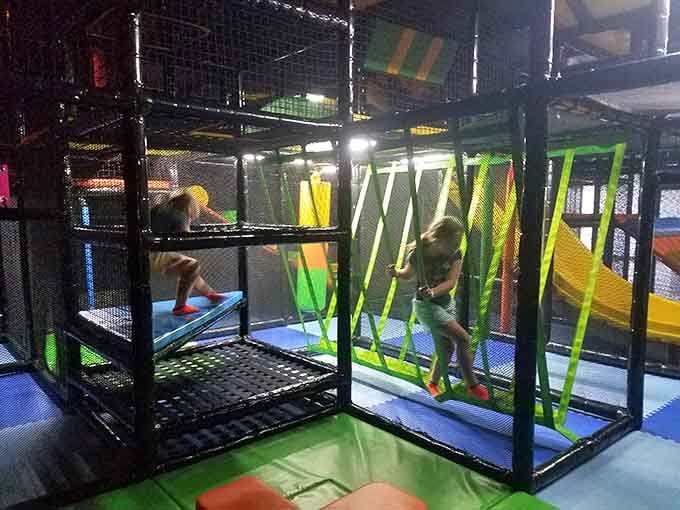 Multi-level, colorful, and wonderfully chaotic. This play course gives kids a full workout without them noticing.