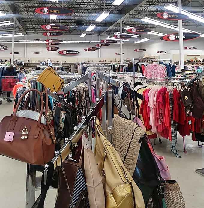 Handbags of every shape and shade hang front and center, practically begging to be taken home today.