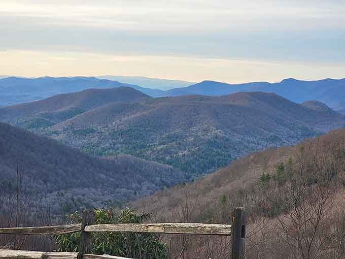 Ridge after ridge, the Blue Ridge Mountains stretch out like the world forgot to stop being beautiful.