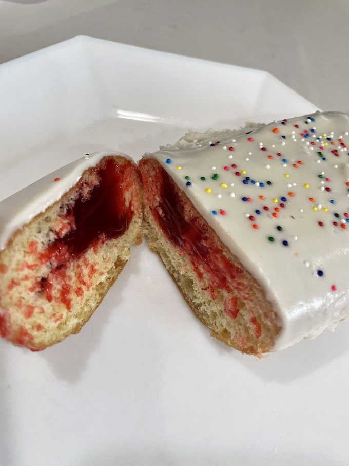 Split that jelly-filled bar open and watch the raspberry filling spill out like buried treasure.
