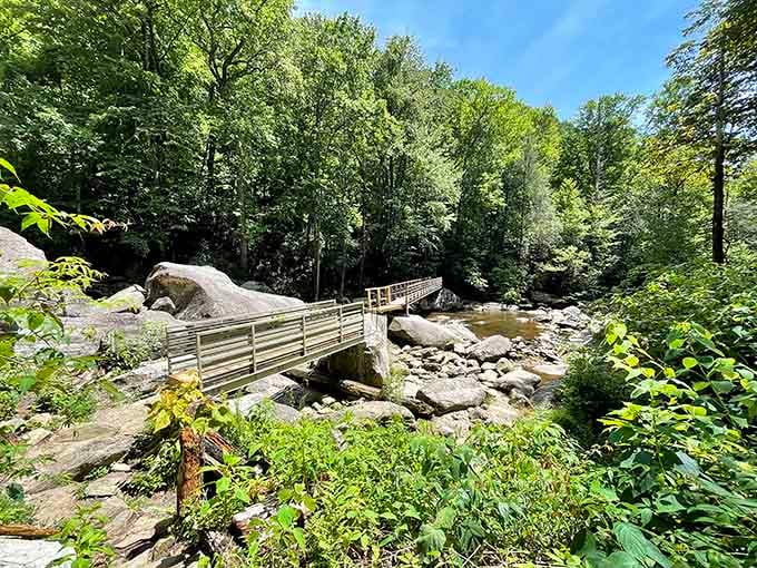 This little bridge over the Whitewater River is your gateway to something genuinely unforgettable just ahead.