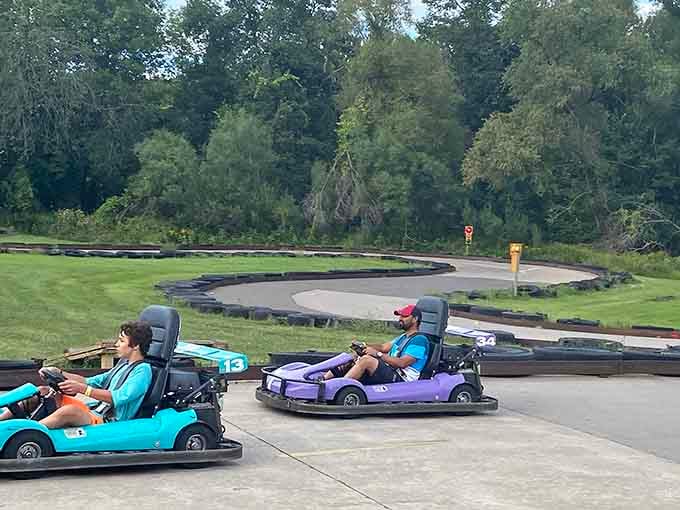 Racing buddies who carpool together, compete together, then argue about who actually won all the way home.