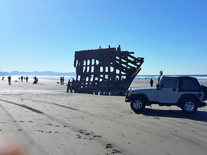 On a brilliant blue day, the wreck draws a crowd that completely understands why this place is special.