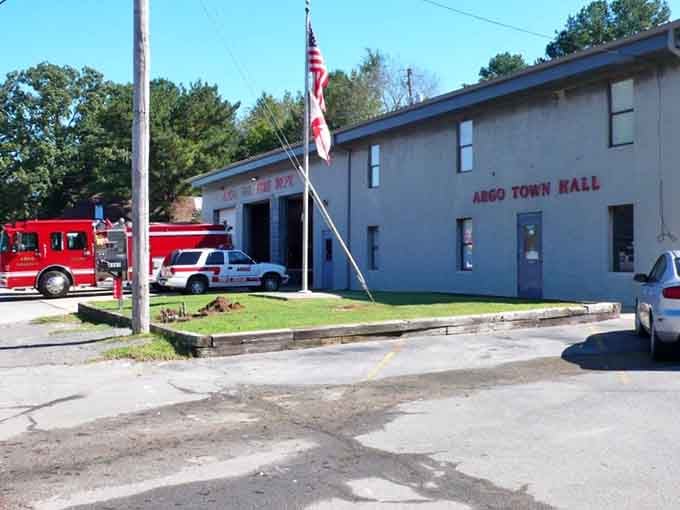 Town hall and fire station sharing one address, because in Argo, community truly means all hands on deck.