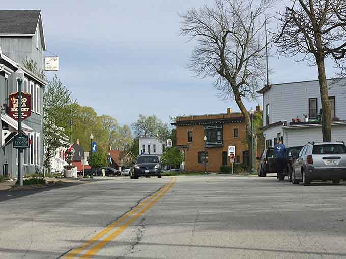 Elkhart Lake's main street in spring feels like the whole town just exhaled after a long Wisconsin winter.