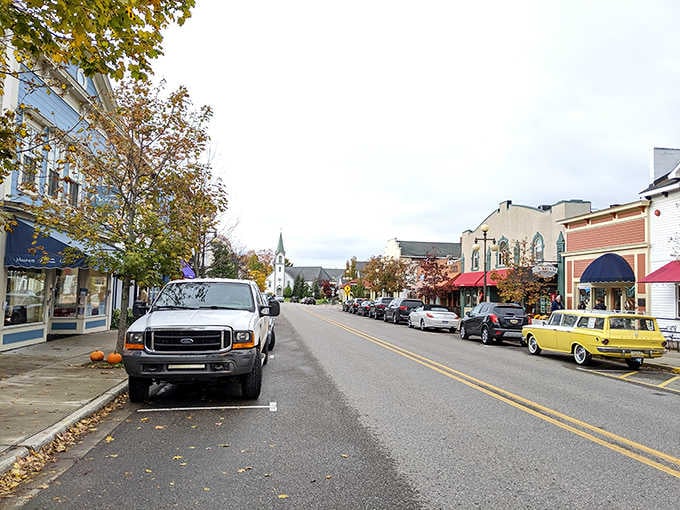 Harbor Springs' main street in autumn is the kind of small-town scene that makes you want to park the car and never leave.