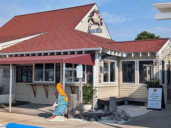 A colorful mermaid statue, a crab logo on the rooftop, and a chalkboard menu &mdash; Mud City Crab House has serious personality to spare.