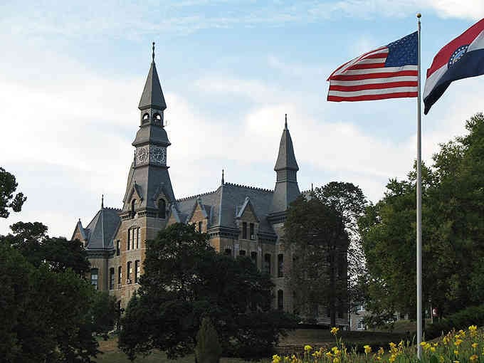 This castle-like courthouse with twin spires looks ready to host royalty, not just county business meetings.