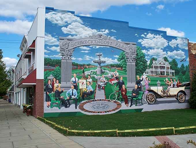 This jaw-dropping Schreckengost Park mural turns an ordinary brick wall into a living, breathing love letter to Sebring's proud heritage.
